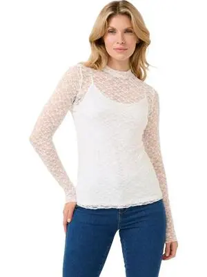 KAFFE Kajolia Long Sleeve Lace T-Shirt