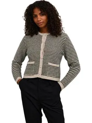 KAFFE Kaellery Button Round Neck Cardigan - Feather Gray/black