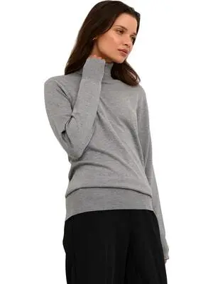 KAFFE Astrid Long Sleeve Roll Neck Pullover - Grey Melange