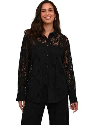 KAFFE Kanelly Lace Button-Up Shirt