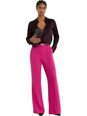 REISS Skye Seam-detail Flared Trousers - Bright Pink