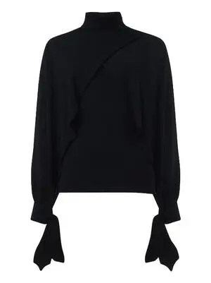 LEEM Layered Butterfly Sleeve Knitted Sweater - Black