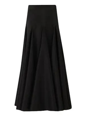 LEEM Flared Godet Midi Skirt - Black