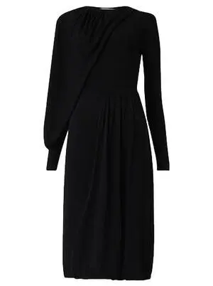 LEEM Knitted Midi Dress With Scarf Detail - Black