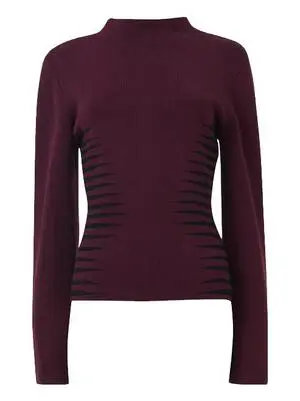 LEEM Fitted Jacquard Knit Top - Red