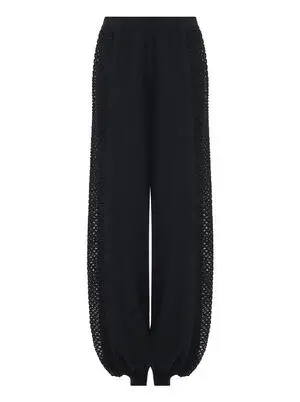 LEEM Mesh Detail Knit Harem Trousers - Black