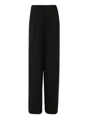 LEEM Wide-leg Pleated Trousers - Black