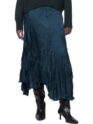 LEEM Asymmetric Plisse Maxi Skirt