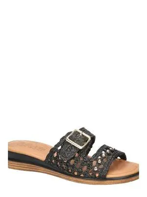 BELLA VITA Woven Wedge Sandals - Black Raffia