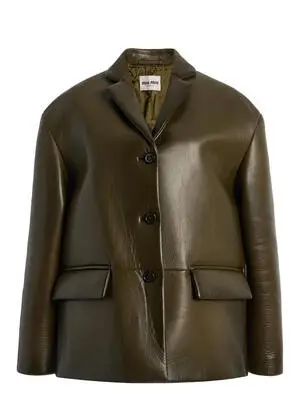 Miu Miu Leather Jacket - Green