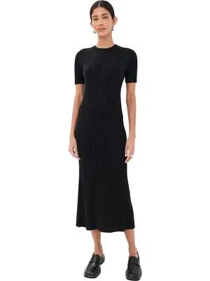 LISA YANG Ribbed Knit Midi Dress - Noir