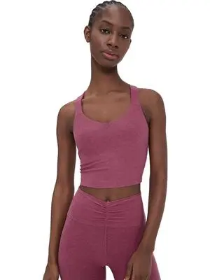 Beyond Yoga Twist Through Cropped Tank Top - Smooth Mauve Heather