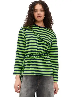 DAMSON MADDER Prudie Ruffle Long Sleeve Tee - Lime