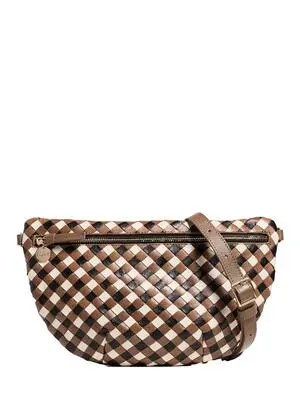 Clare V. Woven Leather Fanny Pack - Oat Multi