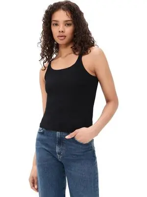 DL1961 Instasculpt Rib Knit Scoop Neck Tank - Black