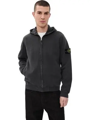 Stone Island Cotton Zip Hoodie - Charcoal