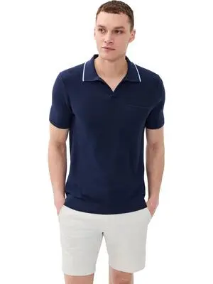 Rlx Ralph Lauren Cotton Coolmax Johnny Collar Polo Sweater - Refined Navy/office Blue