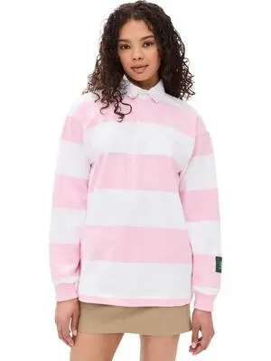 DANZY Signature Rugby Tee - Pink/white