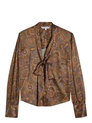 Veronica Beard Francine Printed Silk-blend Blouse - Brown