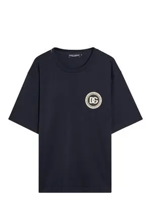 Dolce & Gabbana Logo-appliquéd Cotton T-shirt - Navy