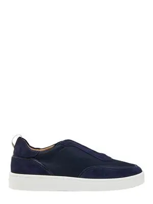 AURELIEN Leisure Panelled Suede Sneakers - Navy