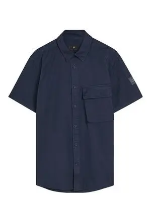 Belstaff Scale Short Sleeve Cotton Shirt - Navy