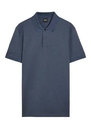 BOSS Fine-knit Cotton Polo Shirt - Navy