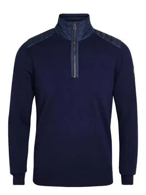 Belstaff Kilmington Quarter Zip Wool-blend Jumper - Navy