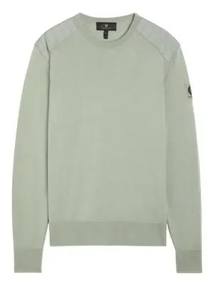 Belstaff Kerrigan Panelled Shoulders Wool-blend Jumper - Khaki