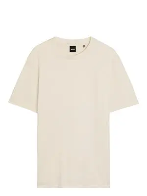 BOSS Crew-neck Fine-knit Cotton T-shirt - Beige