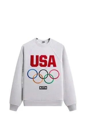Kith Team Usa Raglan Nelson Crewneck Sweatshirt - Light Heather Grey