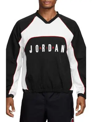 JORDAN Long Sleeve Warm Up Top - Black/white/chile Red