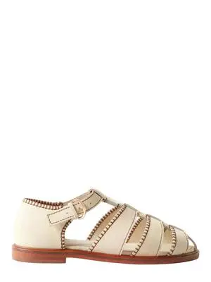 Claudie Pierlot Suede Fisherman Sandals With Contrast Stitching - Neutrals