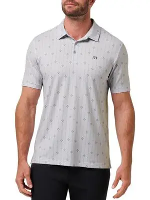 Travis Mathew Featherweight Deco Print Polo - Heather Light Grey