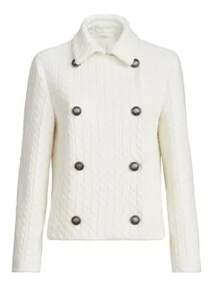 Brunello Cucinelli Cable Knit Cotton Blazer - White