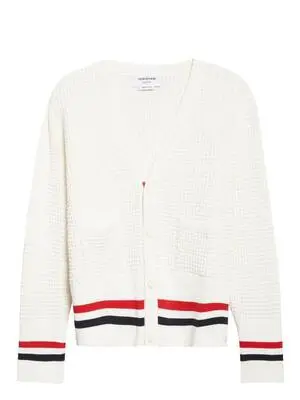 THOM BROWNE Float Ripple Stitch Cotton Cardigan