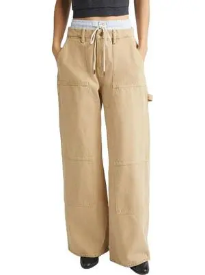 Monse Double Waistband Wide-leg Carpenter Pants - Tan