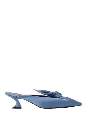 LANVIN Midnight Step Satin Heeled Mules With Bow - Lanvin Blue