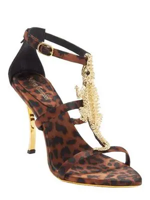 Jeffrey Campbell Everglades Ankle Strap Sandal - Cheetah Satin Gold