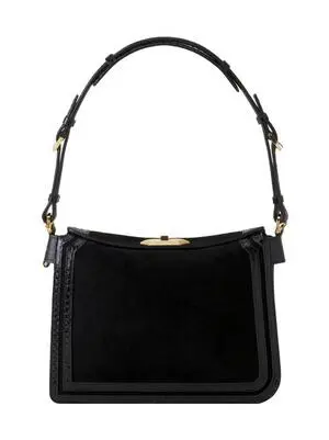 LANVIN Compagnon Small Asymmetrical Bag With Python Finishing - Black/black