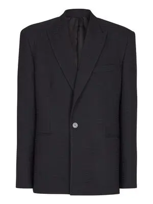 BALMAIN Monogram Grain De Poudre Single-Button Jacket
