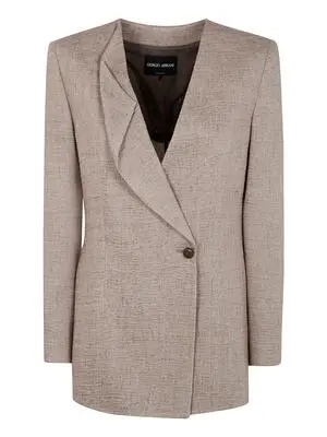 Giorgio Armani Linen And Silk Blazer - Beige