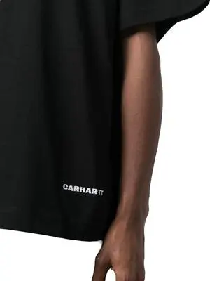 Carhartt Work In Progress Short Sleeves "script" Organic Cotton T-shirt - Black