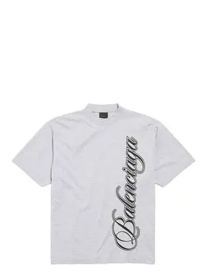 Balenciaga Cursive T-shirt Medium Fit - Grey & Silver