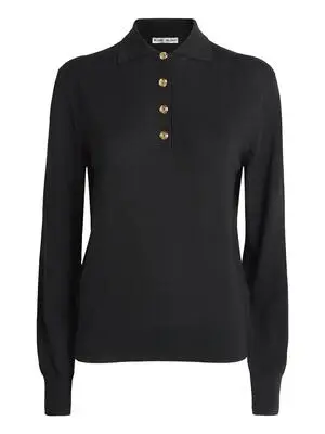 BLAZÉ MILANO Silk-cotton Long-sleeve Polo Shirt - Black