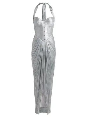 MARIA LUCIA HOHAN Silk Pleated Susie Gown - Silver