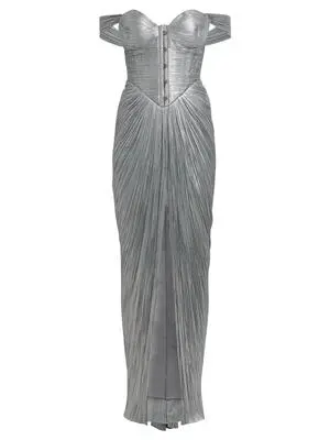 MARIA LUCIA HOHAN Silk Pleated Susie Maxi Dress - Silver