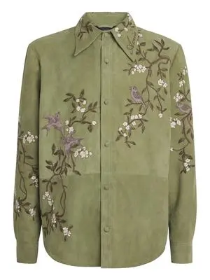 Amiri Suede Embroidered Shirt - Green