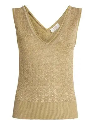 RETORI Knitted Lurex Tank Top - Gold