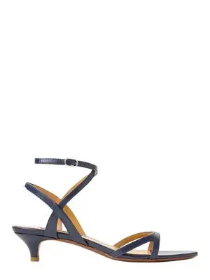 Ralph Lauren Calfskin Clarke Heeled Sandals - Navy